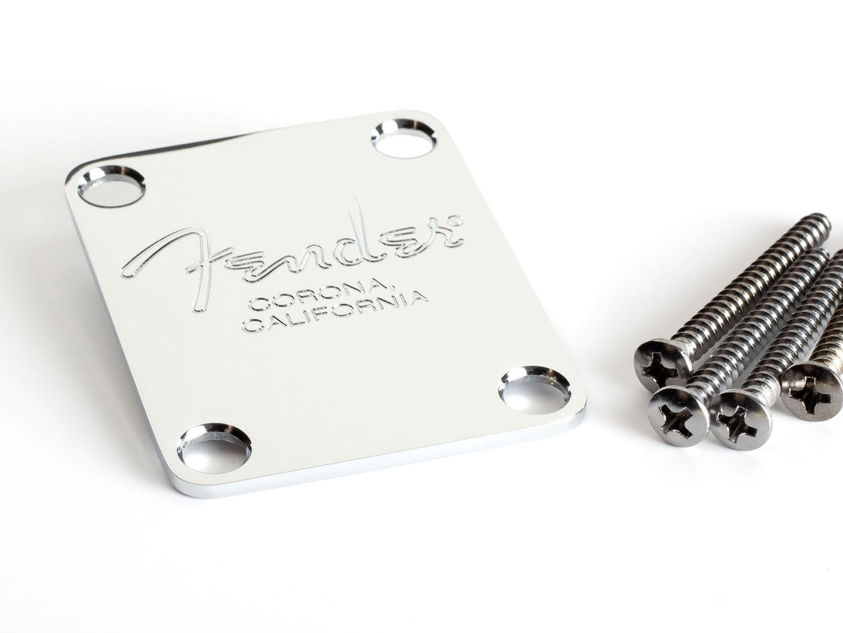 Fender Neck Plate, Chrome, Corona, No Adjustment Hole – ToneShapers